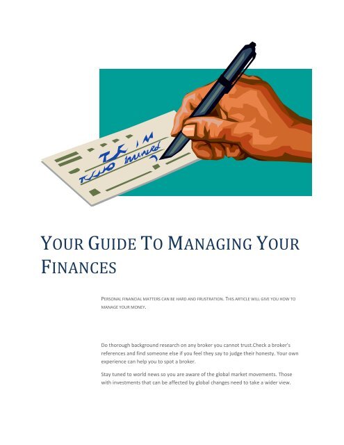 YOUR GUIDE TO MANAGING YOUR FINANCES