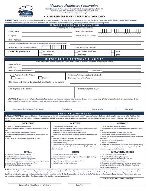 Download Claim Reimbursement Form - MaxiCare