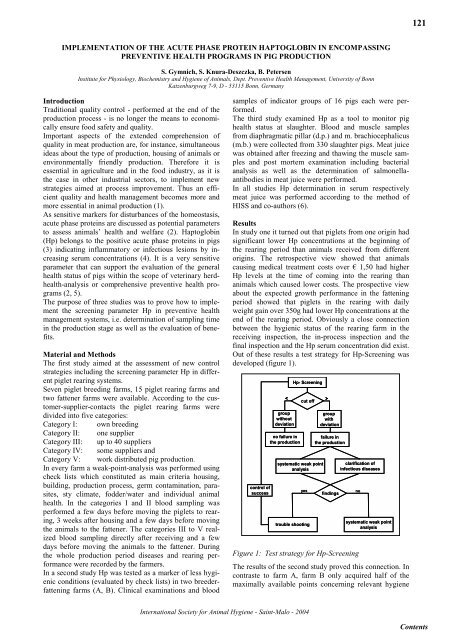 implementation of the acute phase protein haptoglobin ... - ISAH-SOC