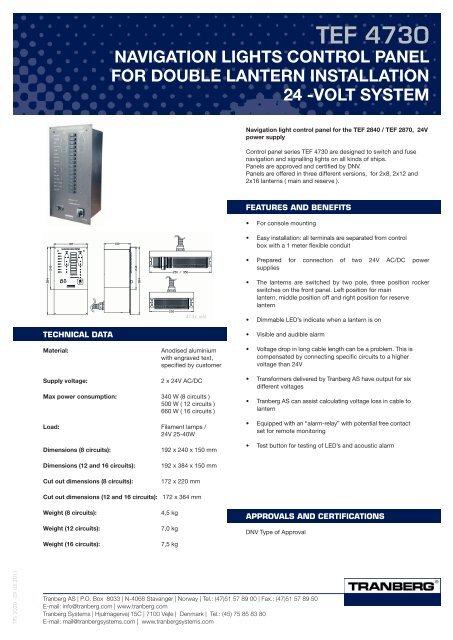Datasheet - Tranberg