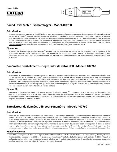 Extech 407760 Manual - Alpine Components