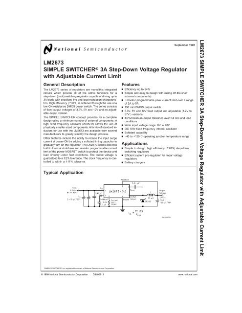 LM2673 SIMPLE SWITCHER 3A Step-Down Voltage Regulator with ...