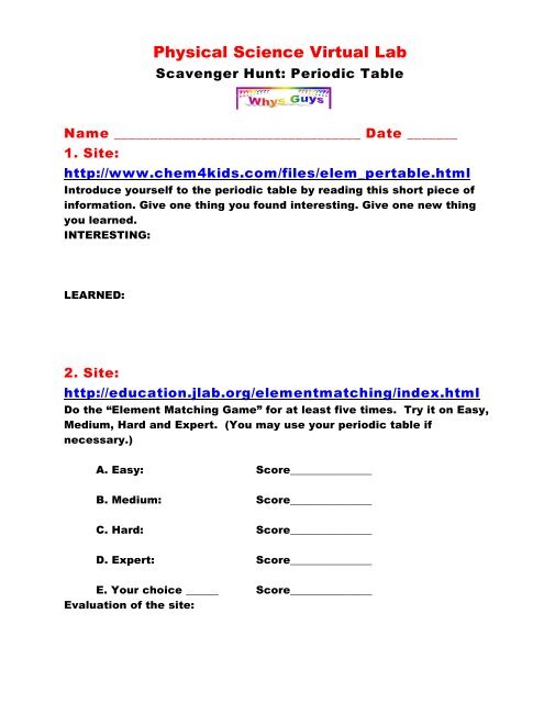 Physical Science Virtual Lab