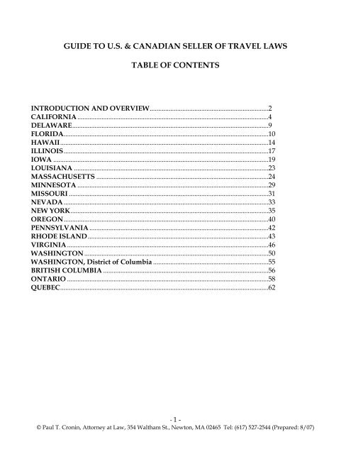 Guide to U.S. and Canadian Seller of Travel Laws - NTA