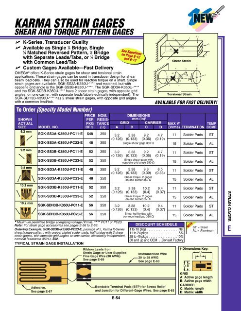 Shear and Torque Pattern Karma Strain Gages