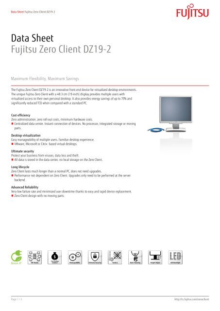 Data Sheet Fujitsu Zero Client DZ19-2