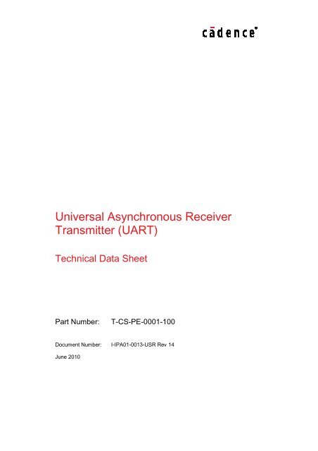 Universal Asynchronous Receiver Transmitter (UART) - Cadence ...