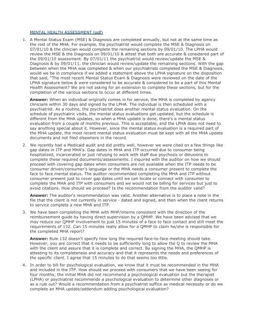 MENTAL HEALTH ASSESSMENT (pdf) 1. A Mental Status Exam ...