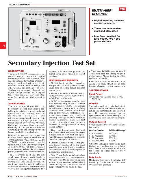 Secondary Injection Test Set