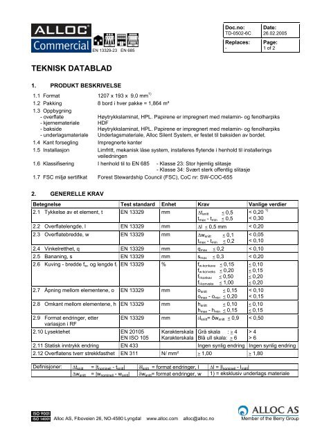 TEKNISK DATABLAD - Wallmann A/S