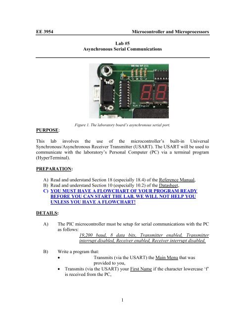 Laboratory #5 UART serial communications - Ohio University