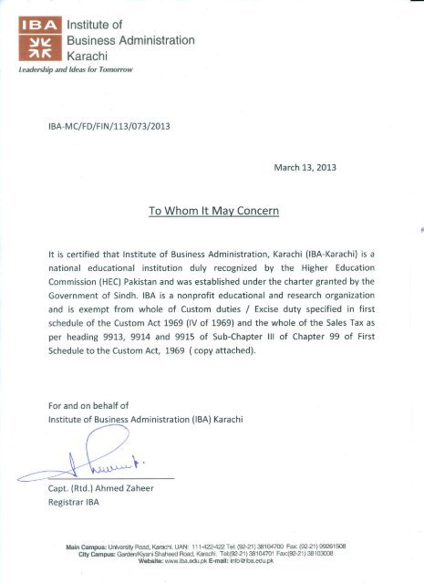 Exemption on Sales Tax and Custom duties etc. on Import