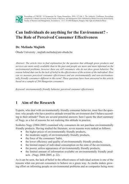 The Role of Perceived Consumer Effectiveness