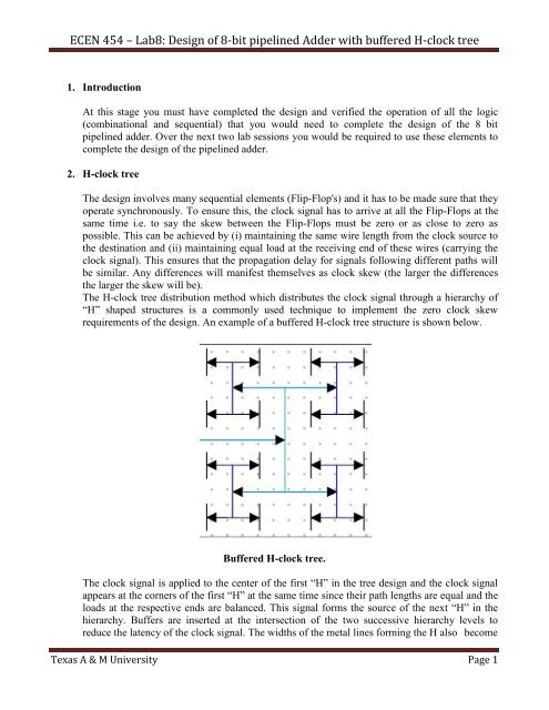 ECEN 454 â Lab8: Design of 8-bit pipelined Adder with ... - Tamu.edu