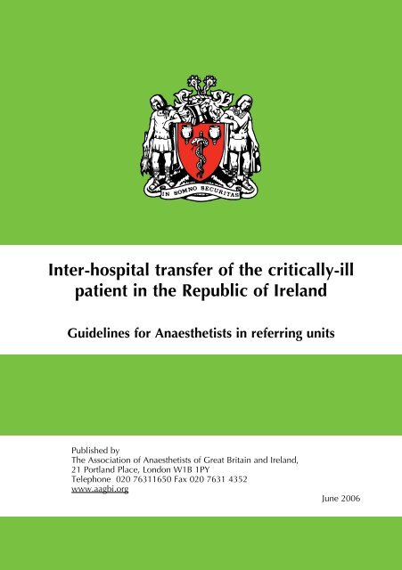 Inter-hospital transfer of the critically-ill patient in the ... - aagbi
