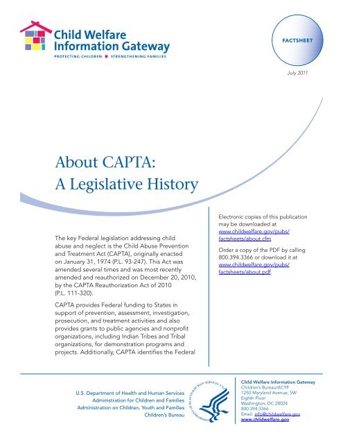 About CAPTA - Child Welfare Information Gateway