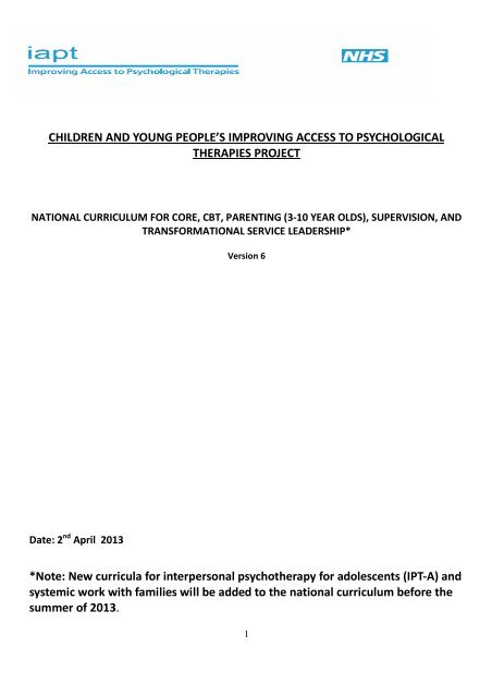 CYP IAPT National Curriculum v6