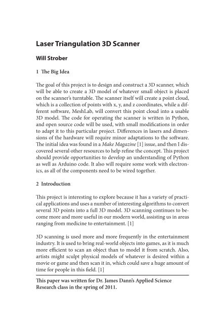 Laser Triangulation 3D Scanner - Roundtable