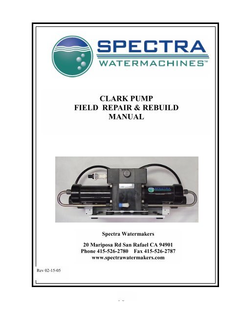 CLARK PUMP FIELD REPAIR & REBUILD MANUAL - Zanshin