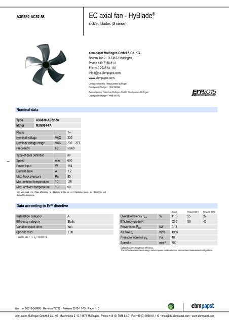 Data sheet [PDF] - ebm-papst