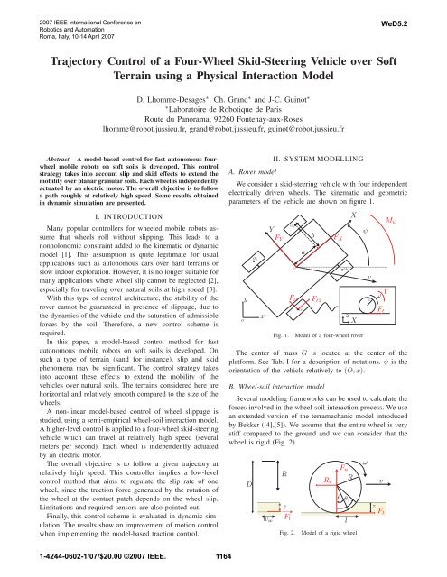 Trajectory Control of a Four-Wheel Skid-Steering Vehicle Over Soft ...