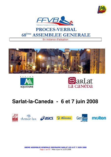 6 et 7 juin 2008 - Extranet FFVB - Fédération Française de Volley-Ball
