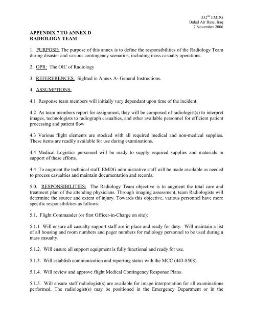 Example MCRP - Radiology