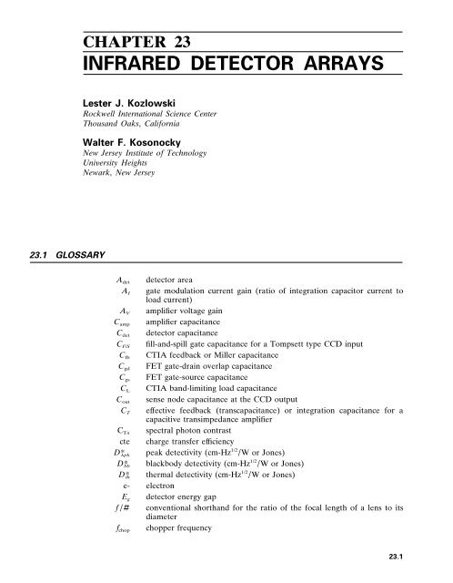 Infrared Detector Arrays