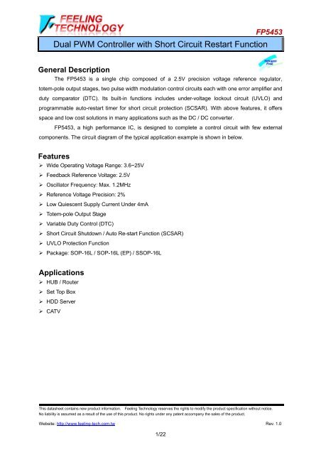 Dual PWM Controller with Short Circuit Restart Function