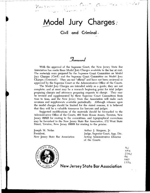 Model Jury Charges: Civil and Criminal from 1976