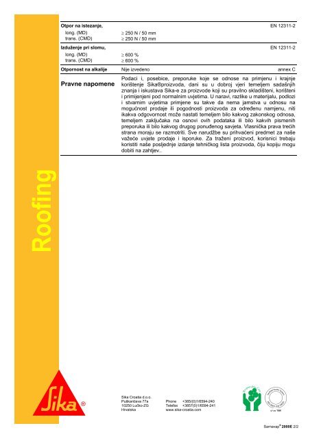 Otpor na istezanje, EN 12