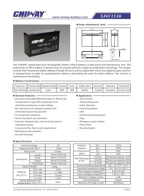 SJ6V12Ah - Chiway-battery.com