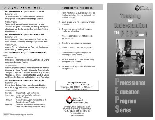 Brochure 1 - Center for Educational Measurement, Inc.