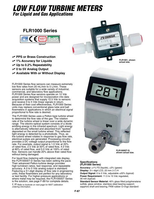 Low flow turbine meters - Omega Engineering
