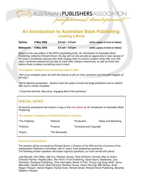An Introduction to Australian Book Publishing - Australian Publishers ...
