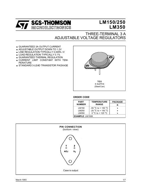 THREE-TERMINAL 3 A ADJUSTABLE VOLTAGE REGULATORS