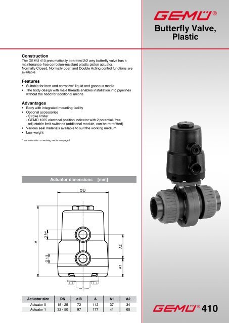 Butterfly Valve, Plastic - Gemu