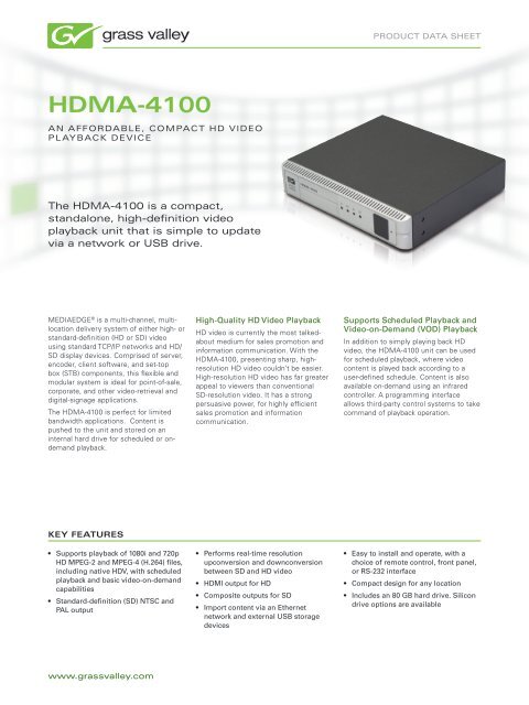 HDMA-4100 - An Affordable, Compact HD Video Playback Device