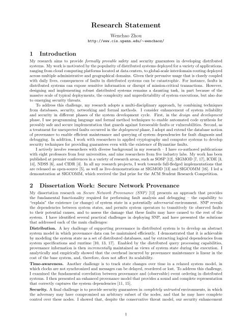 Research Statement - Computer & Information Science