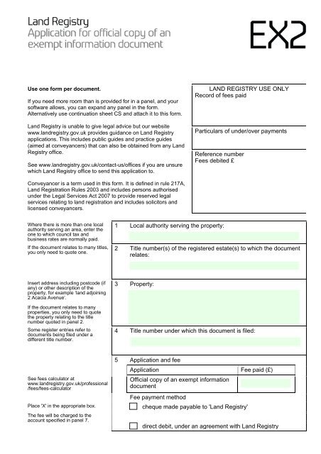 Form EX2 - Land Registry