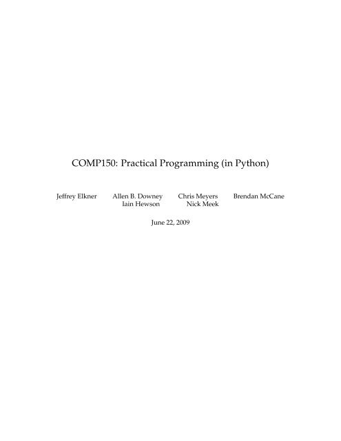 COMP150: Practical Programming (in Python) - Computer Science