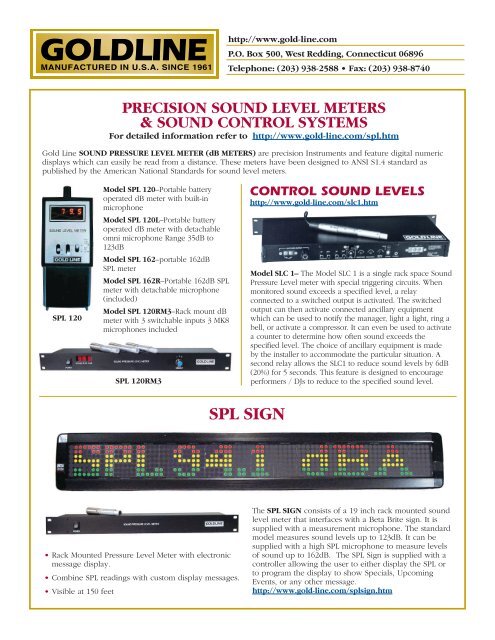Sound Level Meters 4/02 - Gold Line