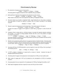 Stoichiometry Review - Honors Chemistry