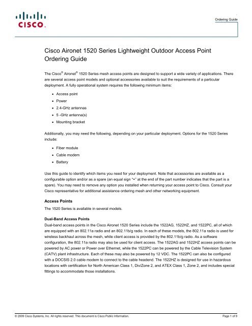 Cisco Aironet 1520 Series Lightweight Outdoor Access Point ...