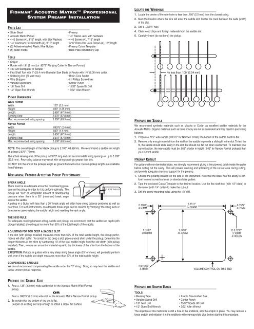 Acoustic Matrix Professional Installation Guide - Fishman