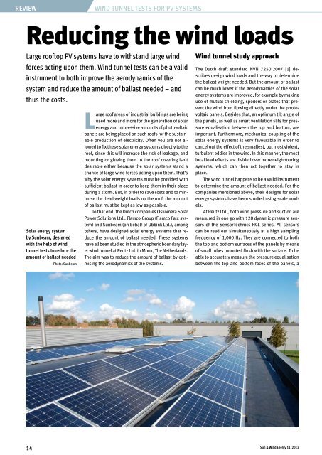 Reducing the wind loads - Peutz