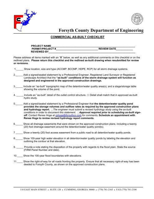 As-Built Checklist - Forsyth County Government