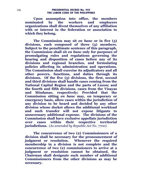 106 PRESIDENTIAL DECREE N