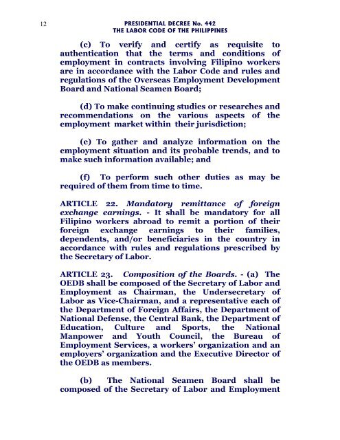 12 PRESIDENTIAL DECREE No