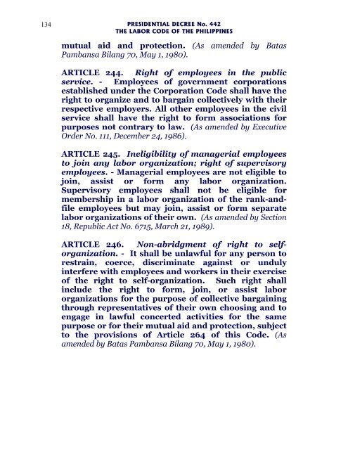 134 PRESIDENTIAL DECREE N